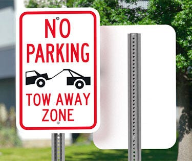 No Parking, Tow Away Zone Signs